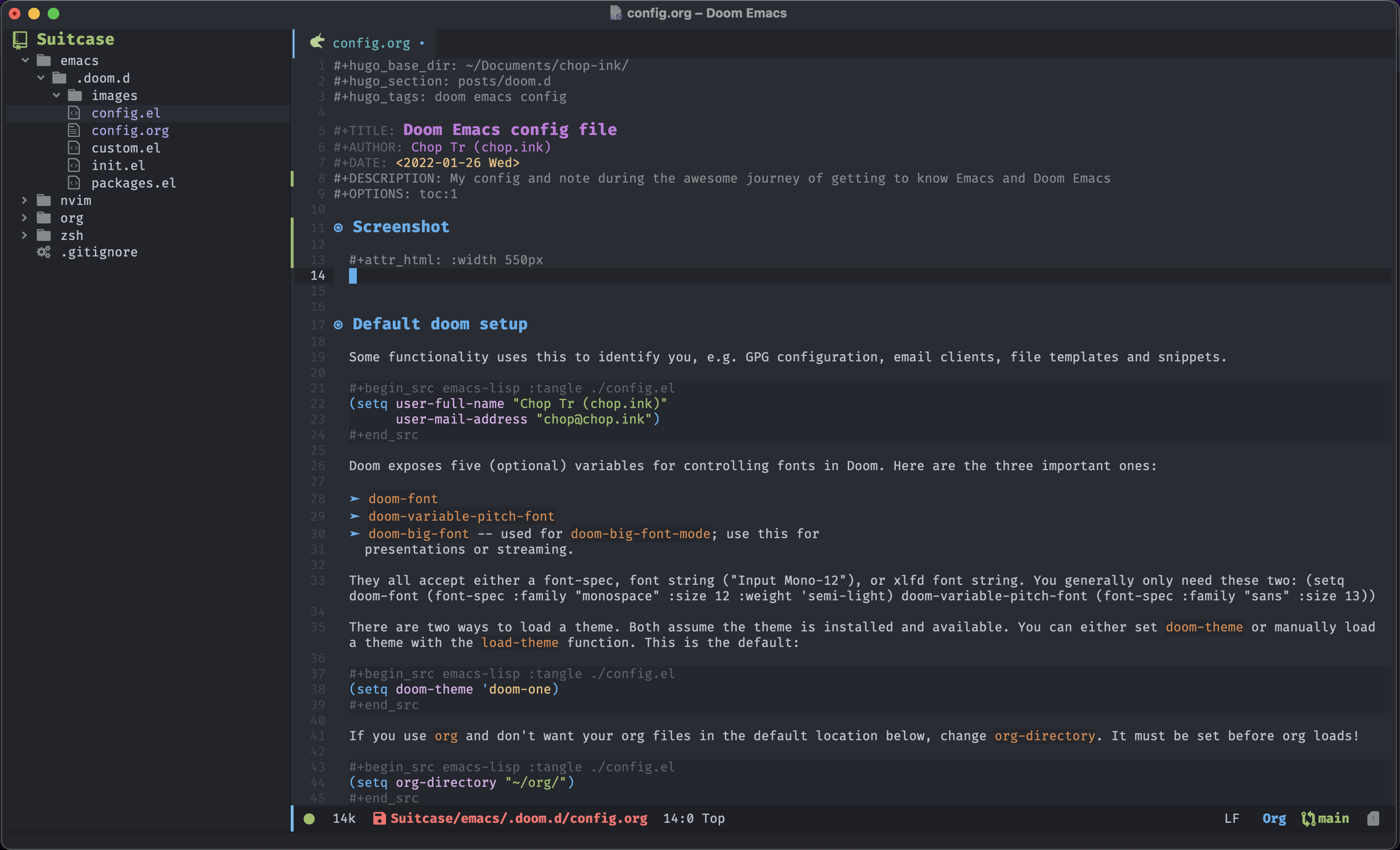 Doom Emacs configuration · Welcome to my Blog :: Chop Tr